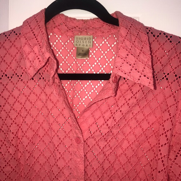 Sigrid Olsen | Tops | Sigurd Olsen Pink Button Down Blouse M | Poshmark